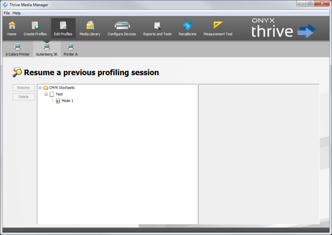 Resume profiling session
