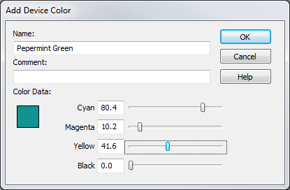 Print Mode Defined Colors