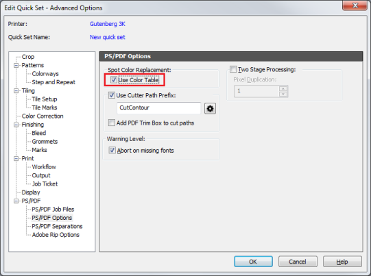 Color Matching Table