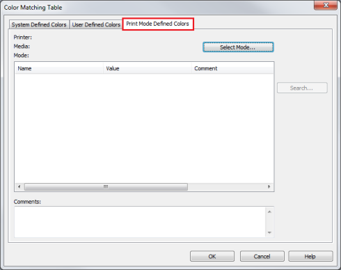 Print Mode Defined Colors