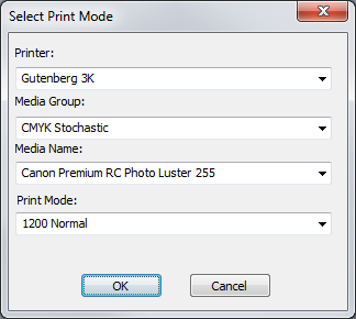 Print Mode Defined Colors